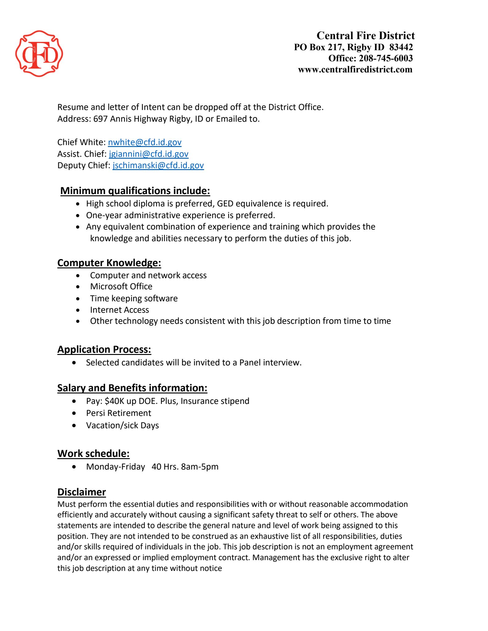 Join Us - Central Fire District